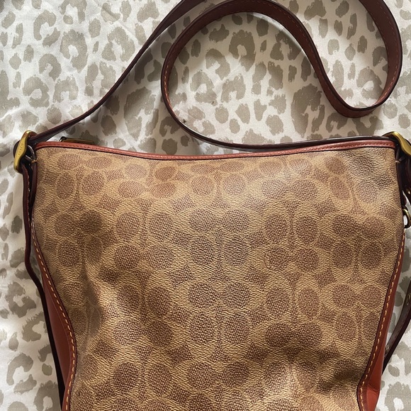 Coach | Bags | Coach Tan Monogram Shoulder Bag Dufflette | Poshmark